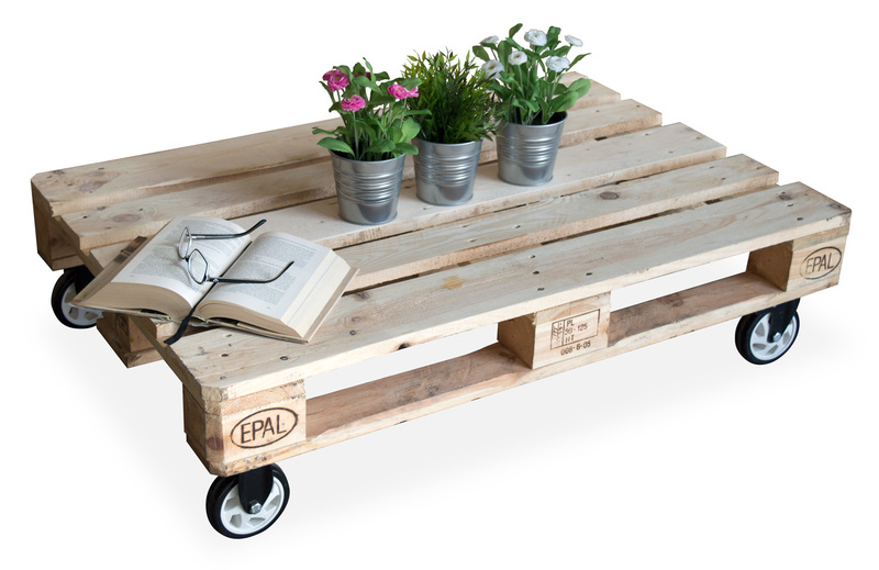 Mesa de Centro Palet con Ruedas Giratorias en PVC Negro ...