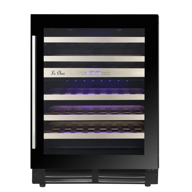 Vinoteca negra encastrable bajo encimera gama alta 46 botellas 2 zonas ...