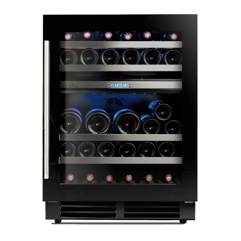 Vinoteca negra encastrable bajo encimera gama alta 44 botellas 2 zonas ...