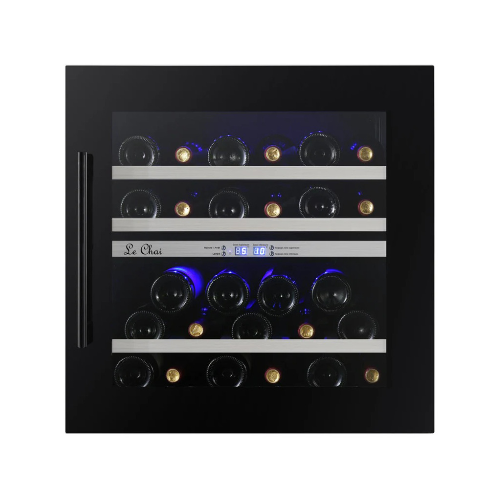 Vinoteca negra encastrable columna gama alta 27 botellas 2 zonas Le ...